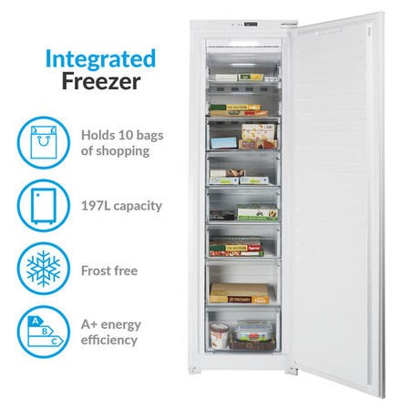 GRADE A2 - electriQ 54cm Wide Frost Free Integrated Upright Freezer ...