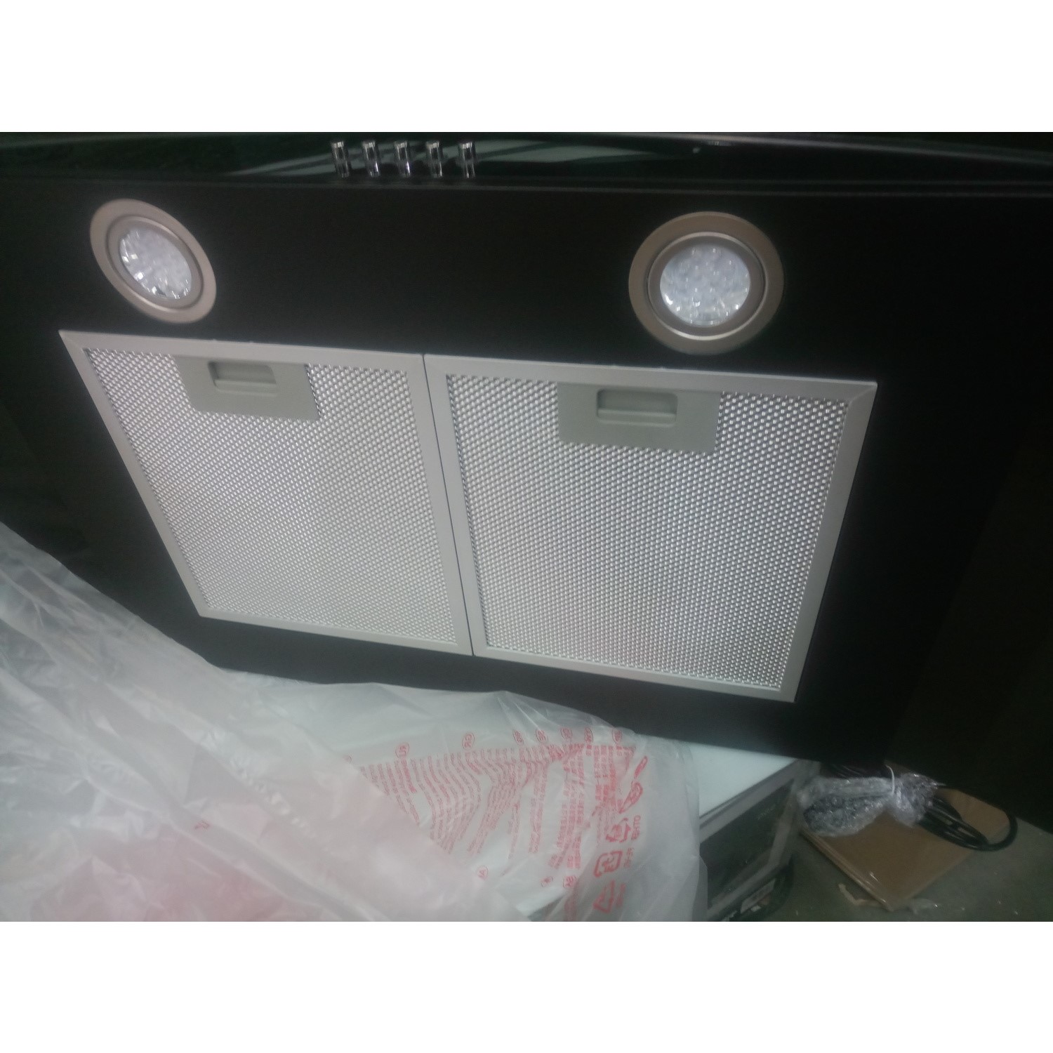 Refurbished electriQ 90cm Curved Glass Satin Black Push Button Chimney ...