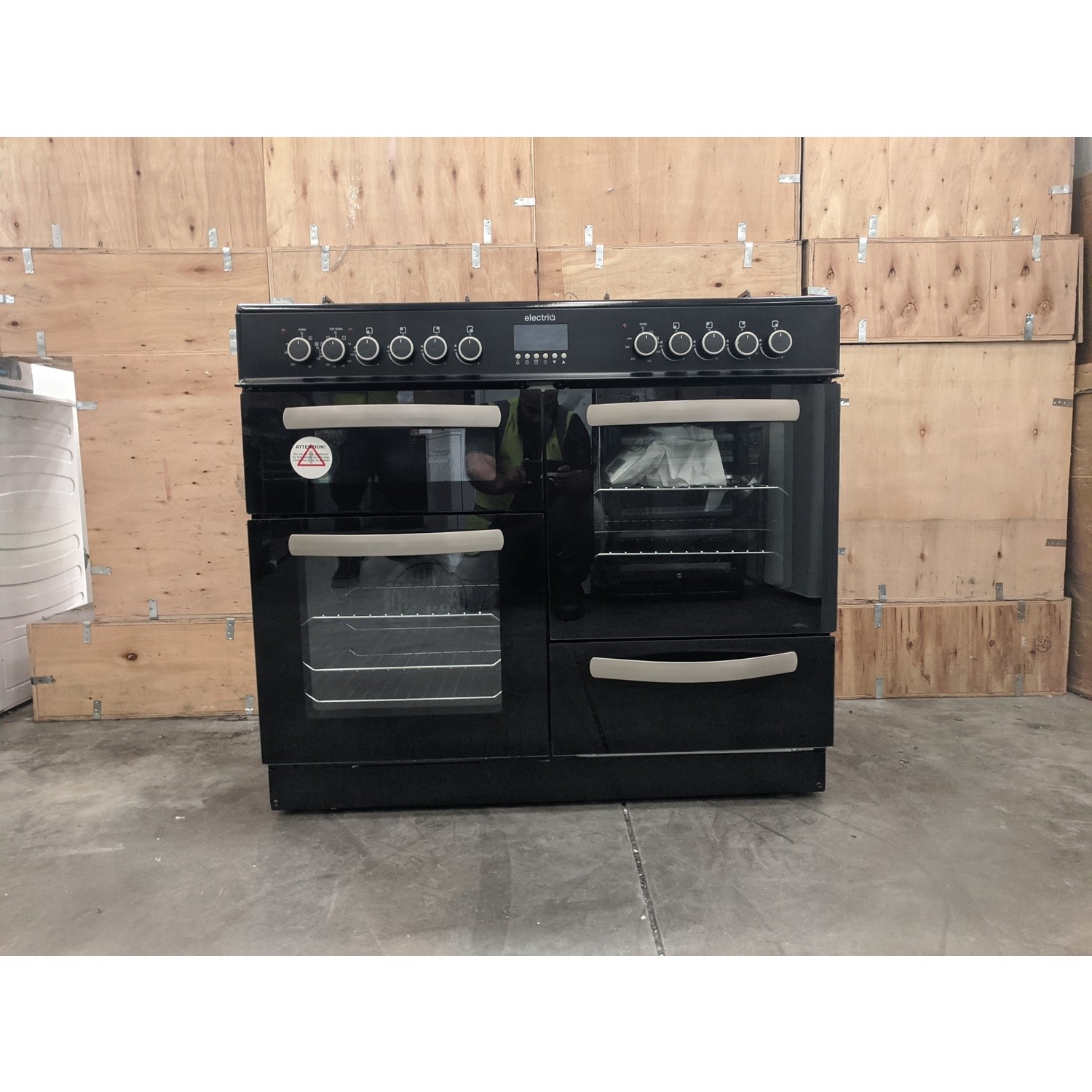 Refurbished electriQ EQRANGE100BLACK 100cm Dual Fuel Double Oven Range ...