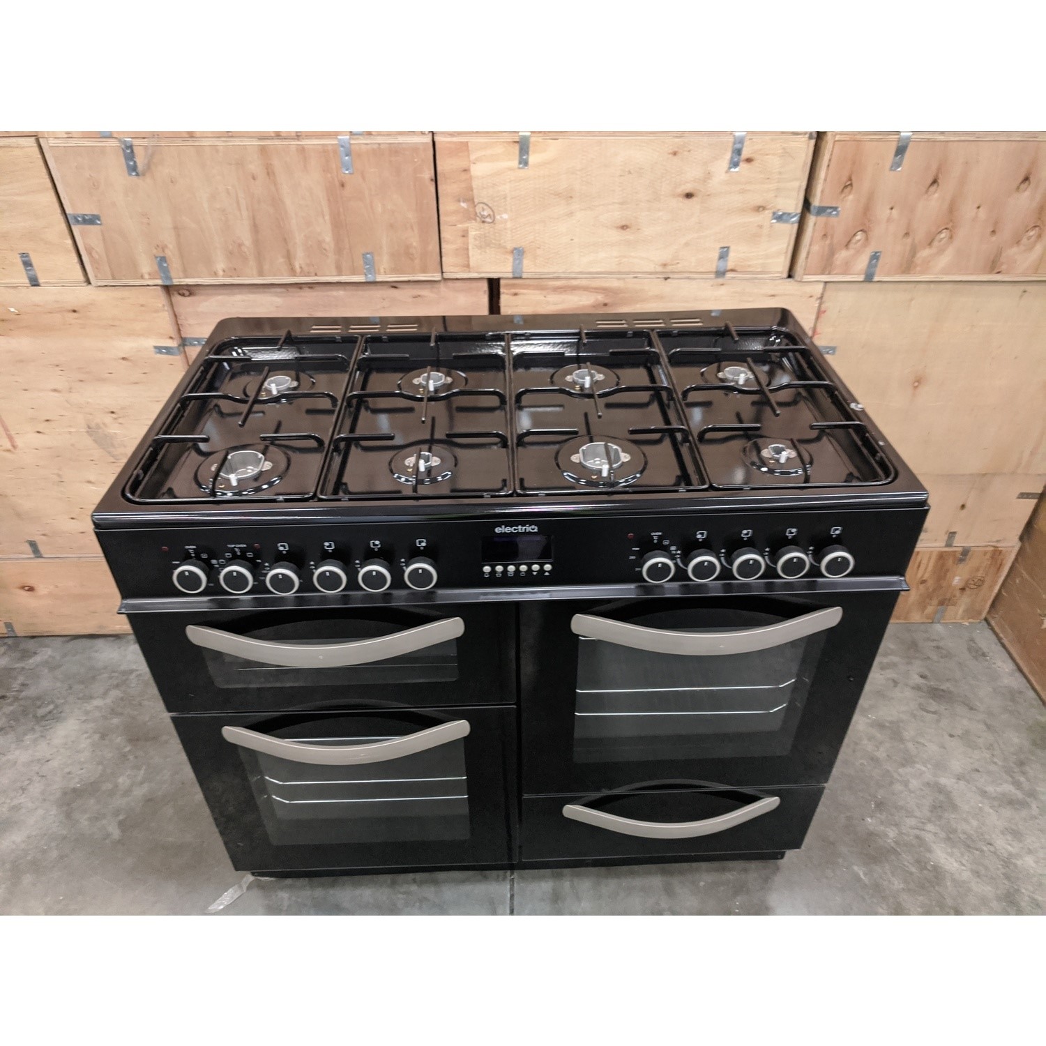 Refurbished electriQ EQRANGE100BLACK 100cm Dual Fuel Double Oven Range ...