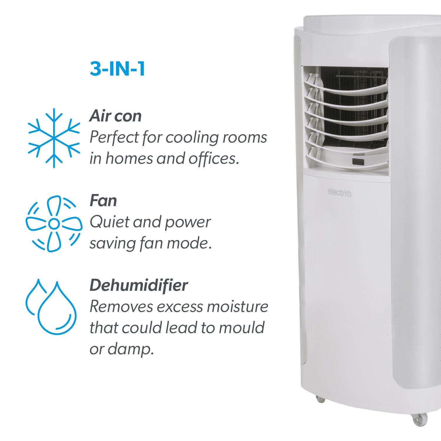 electriQ 14000 BTU Portable Air Conditioner for rooms up to 38 sqm ...