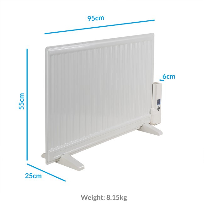 electriQ 800W Slim Wall Mounted Oil Filled Radiator - White | electriQ