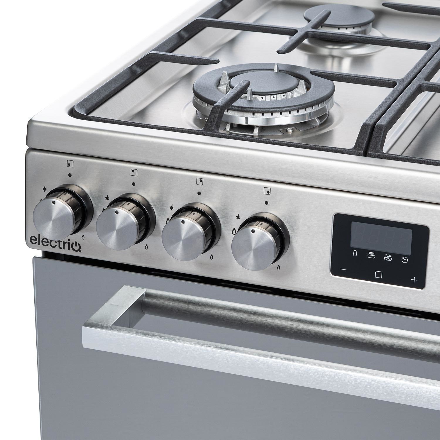 electriQ 60cm Double Oven Dual Fuel Cooker with Mirror Door | electriQ