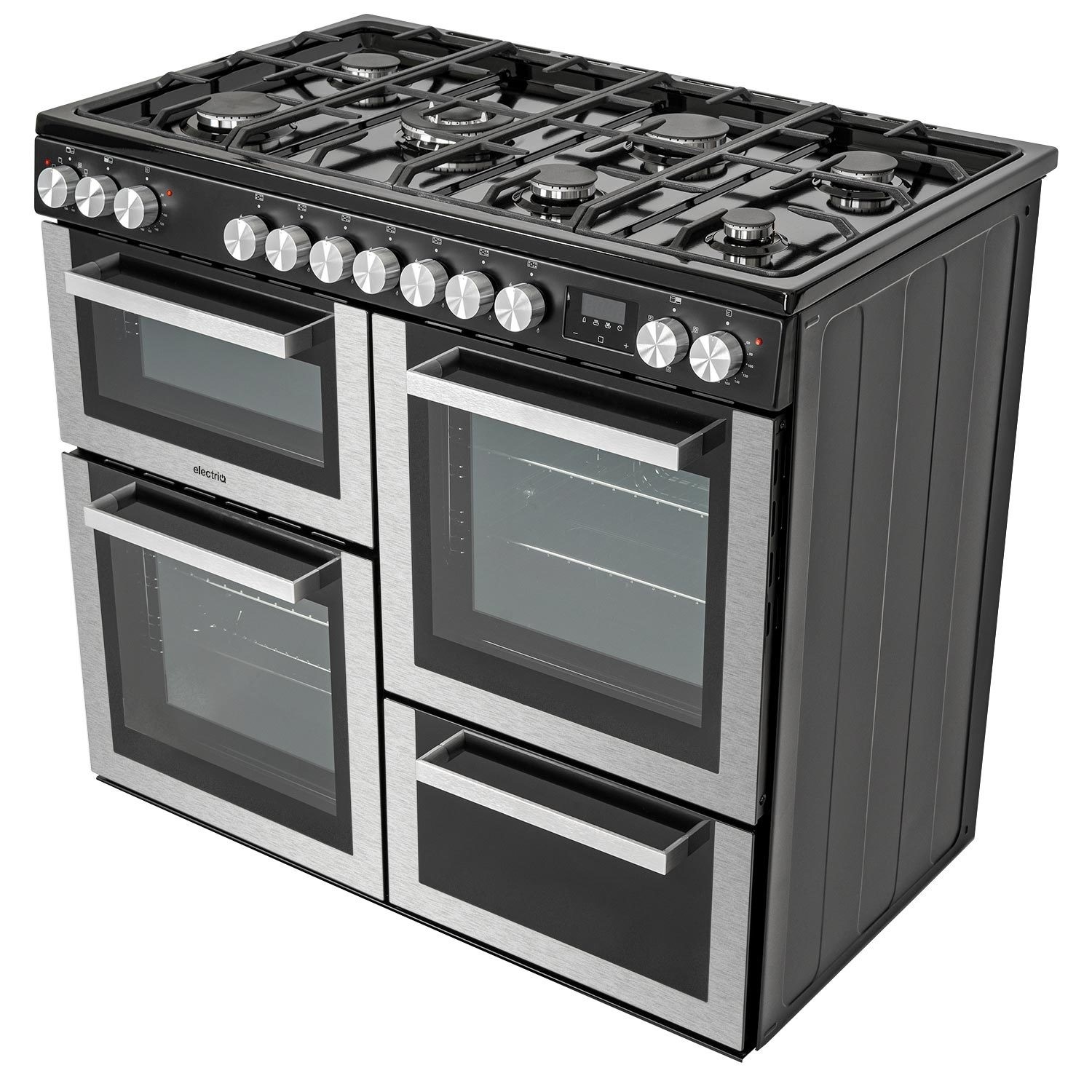 electriQ 100cm Dual Fuel Range Cooker - Stainless Steel | electriQ