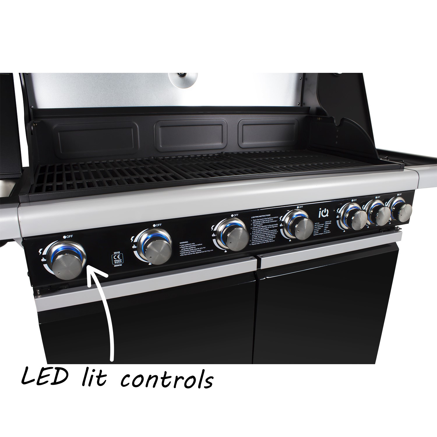 GRADE A2 - The Alabama 6 Burner Gas BBQ in Black Stainless Steel with ...