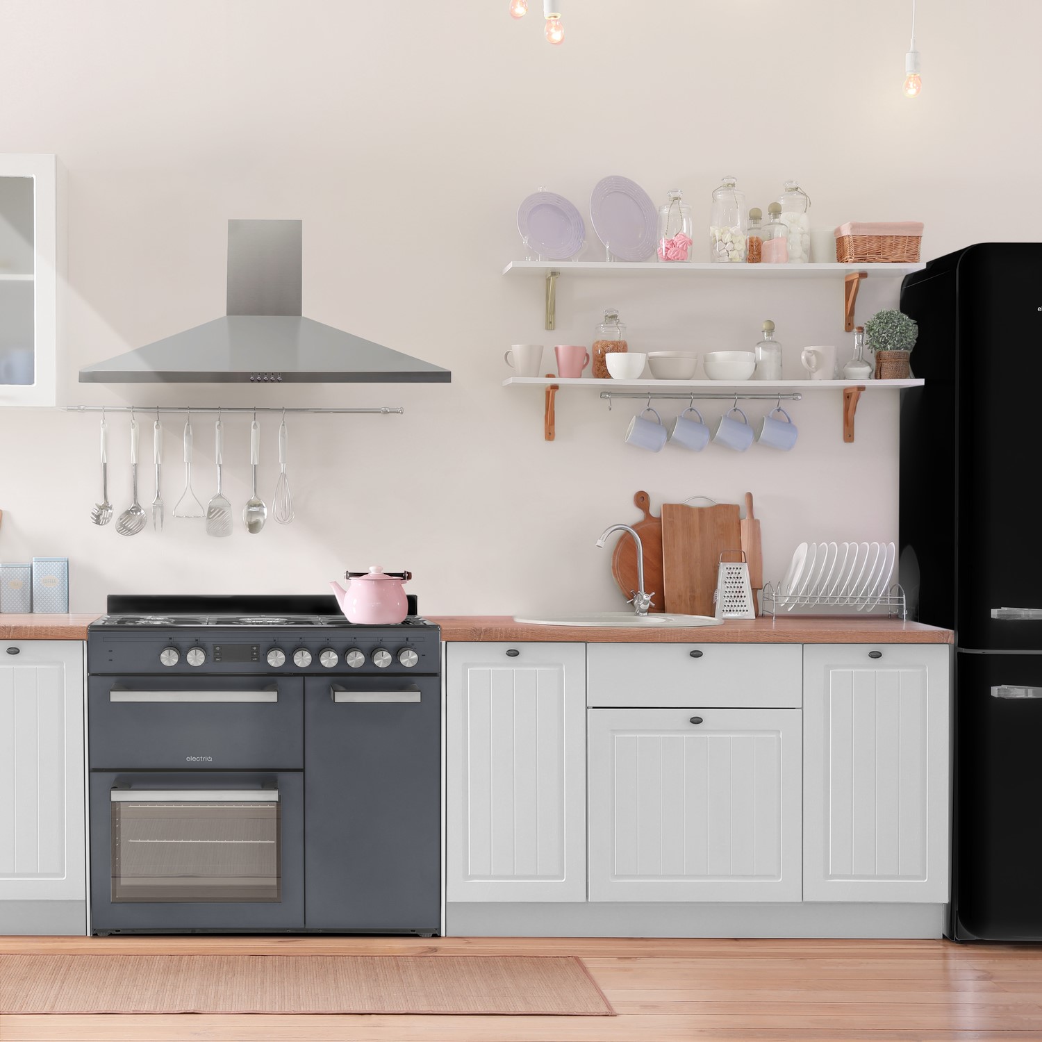 electriQ 90cm Dual Fuel Triple Cavity Range Cooker - Charcoal Grey ...