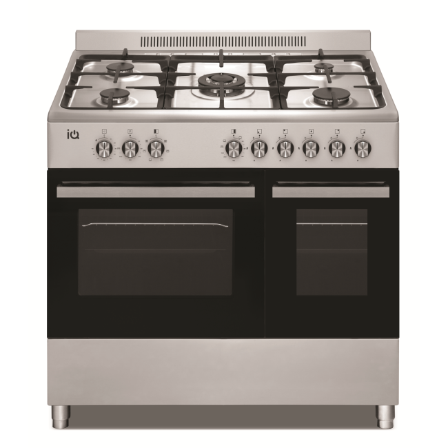 electriQ 90cm Dual Fuel Double Oven Range Cooker Stainless Steel | electriQ