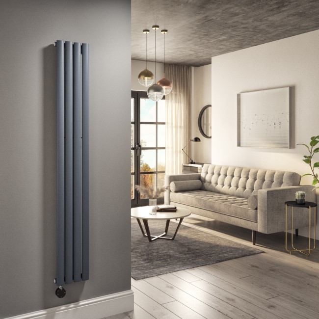 Anthracite Electric Vertical Designer Radiator 1kW with Wifi Thermostat ...