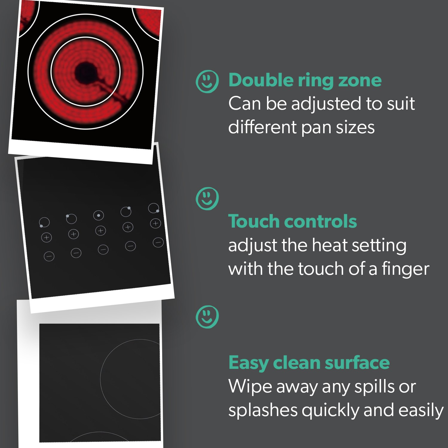 GRADE A3 - electriQ 77cm 5 Zone Touch Control Ceramic Hob | electriQ