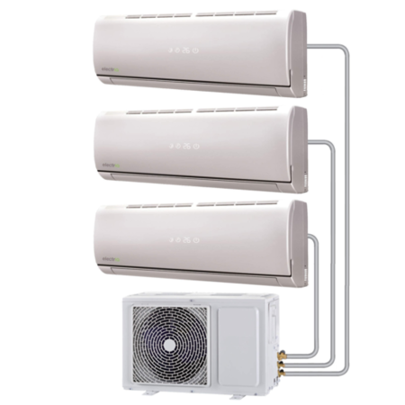 electrIQ 3 x 9000 BTU Wall Mounted Air Conditioner with Heating ...